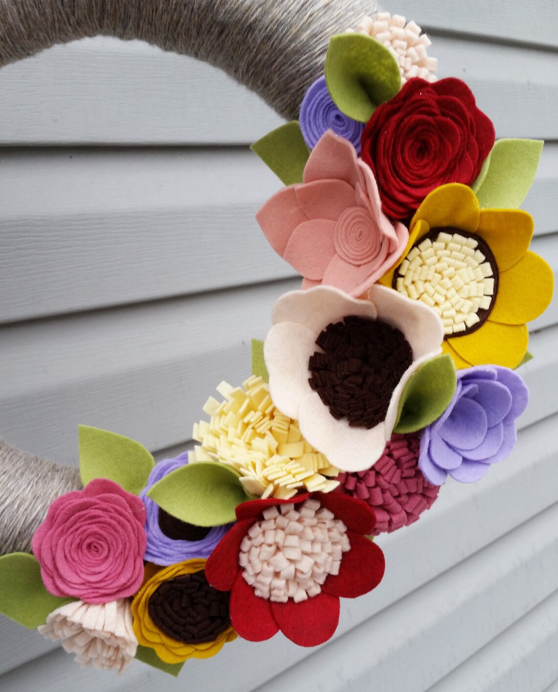 Spring Wreath Yarn Wreath Wildflower Wreath Year Round - Etsy