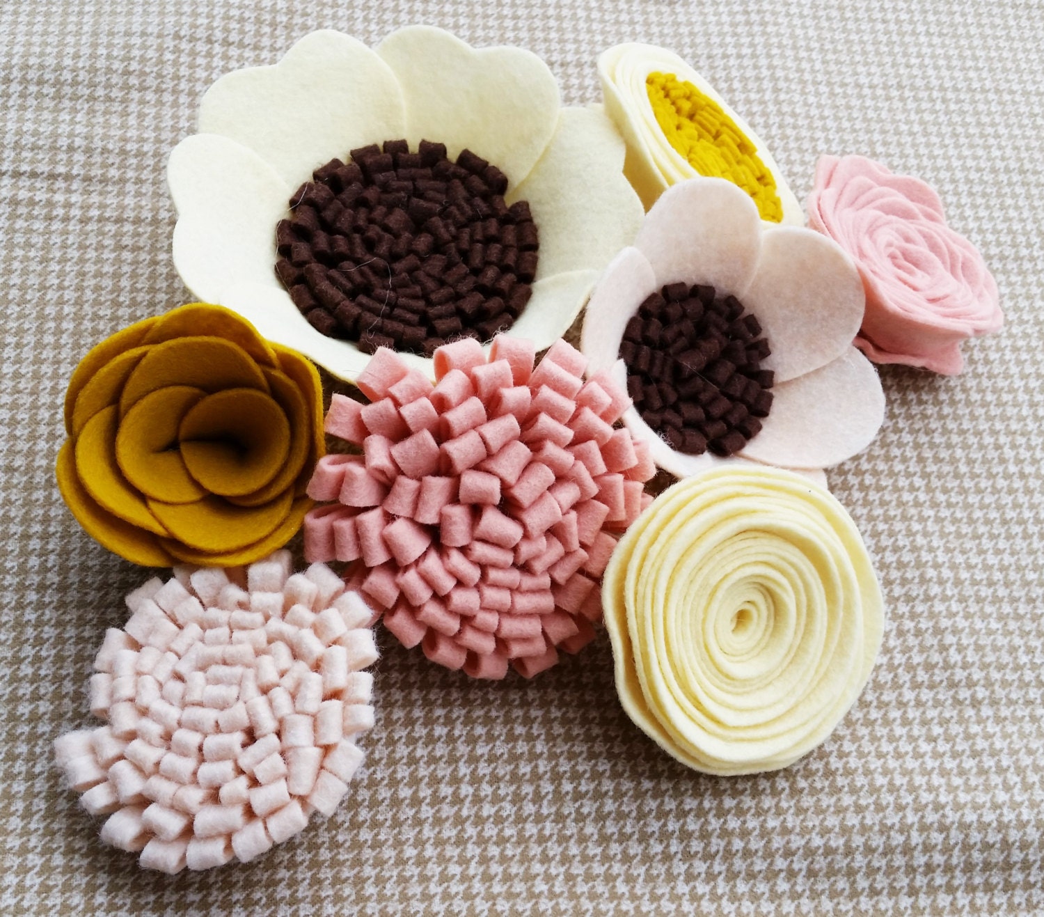 Wool Felt Flowers Flower Embellishments Flower Add On DIY - Etsy