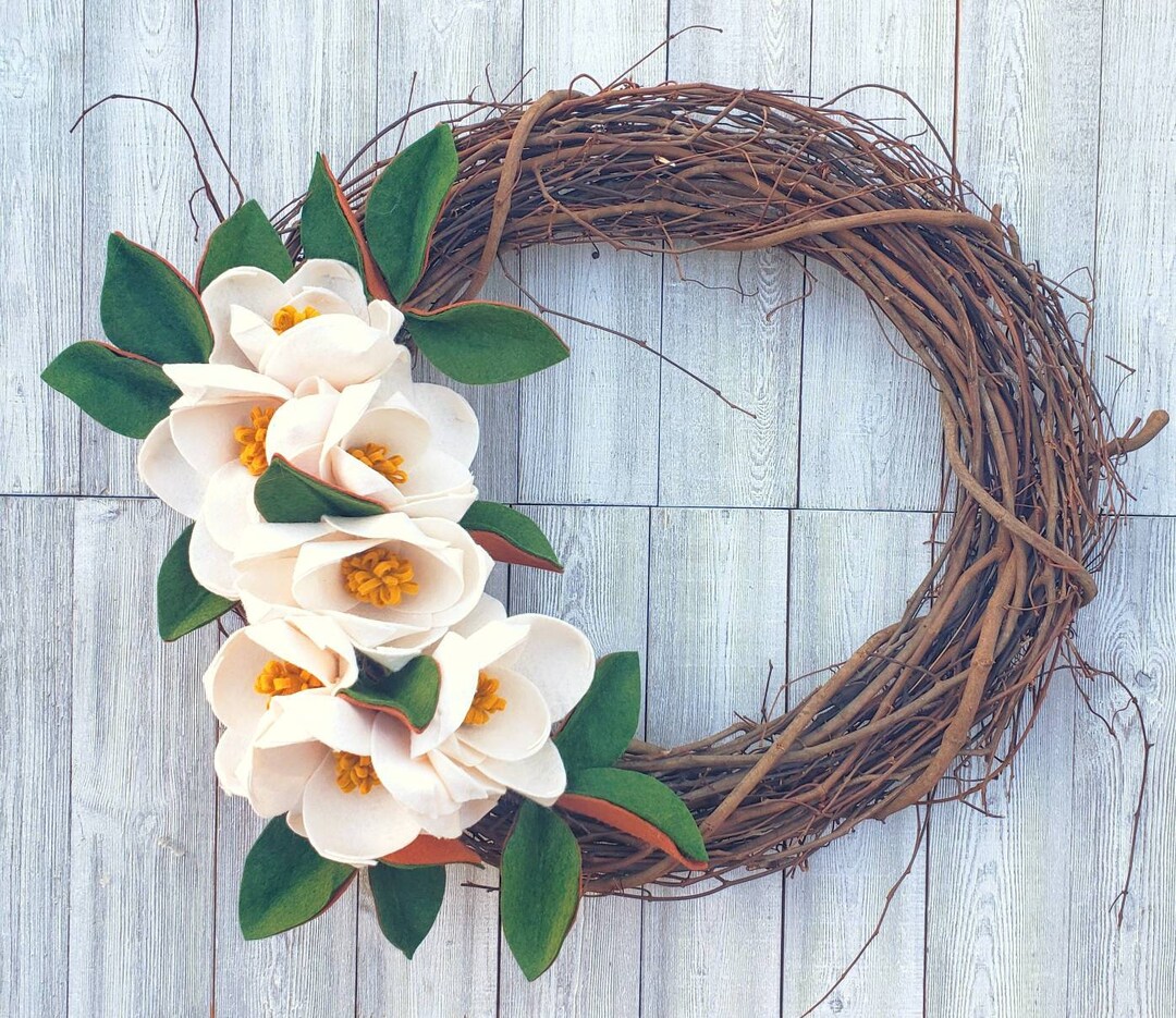 Spring Wreath, Magnolia Wreath, Wildflower Wreath, Year Round Wreath ...