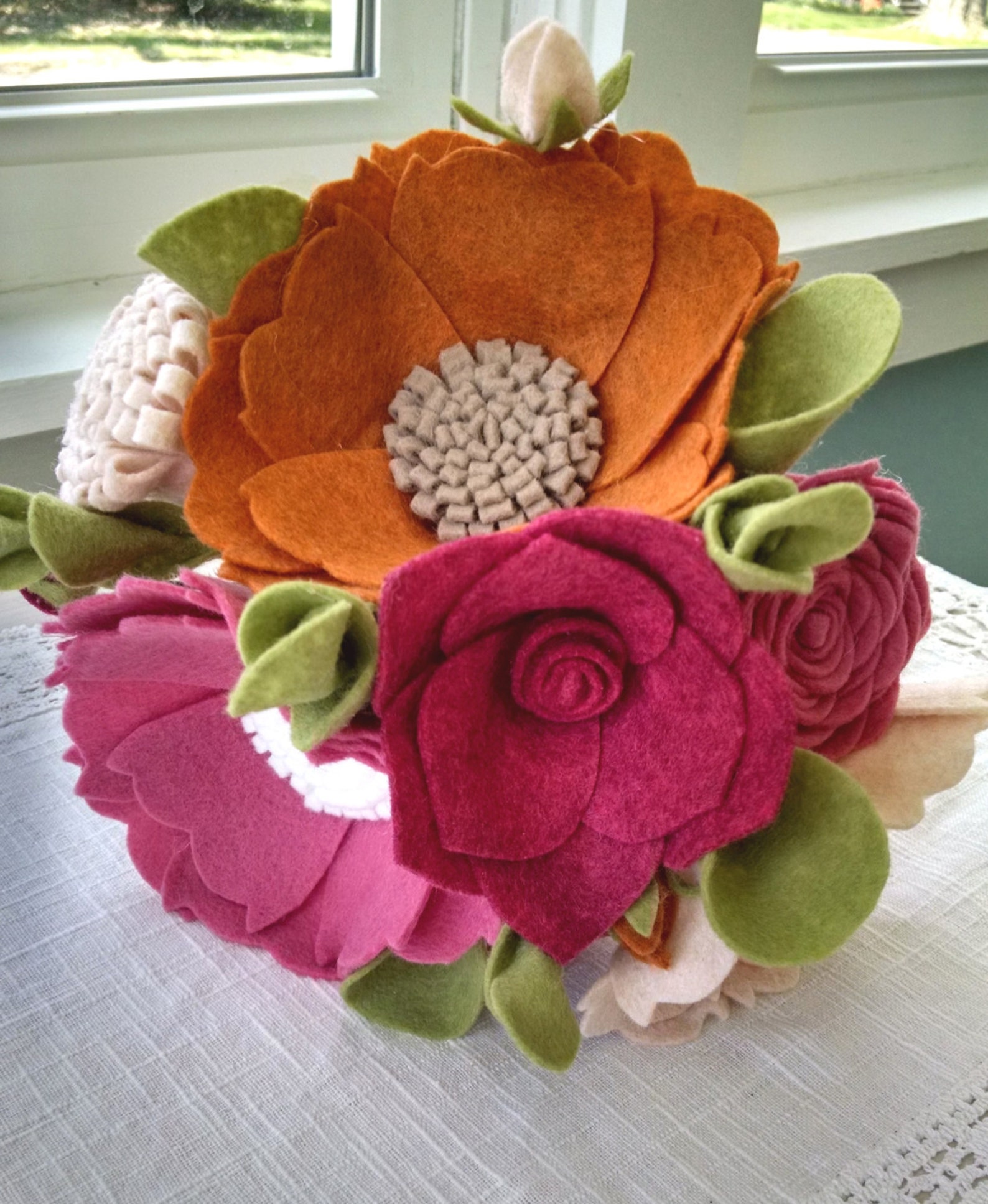 Wedding Bouquet Wool Felt Flower Bouquet Flower Arrangement - Etsy