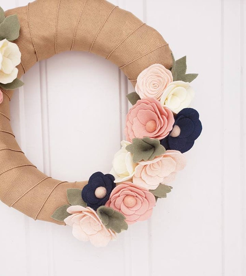 Spring Wreath, Felt Wreath, Wildflower Wreath, Year Round Wreath, Wool ...