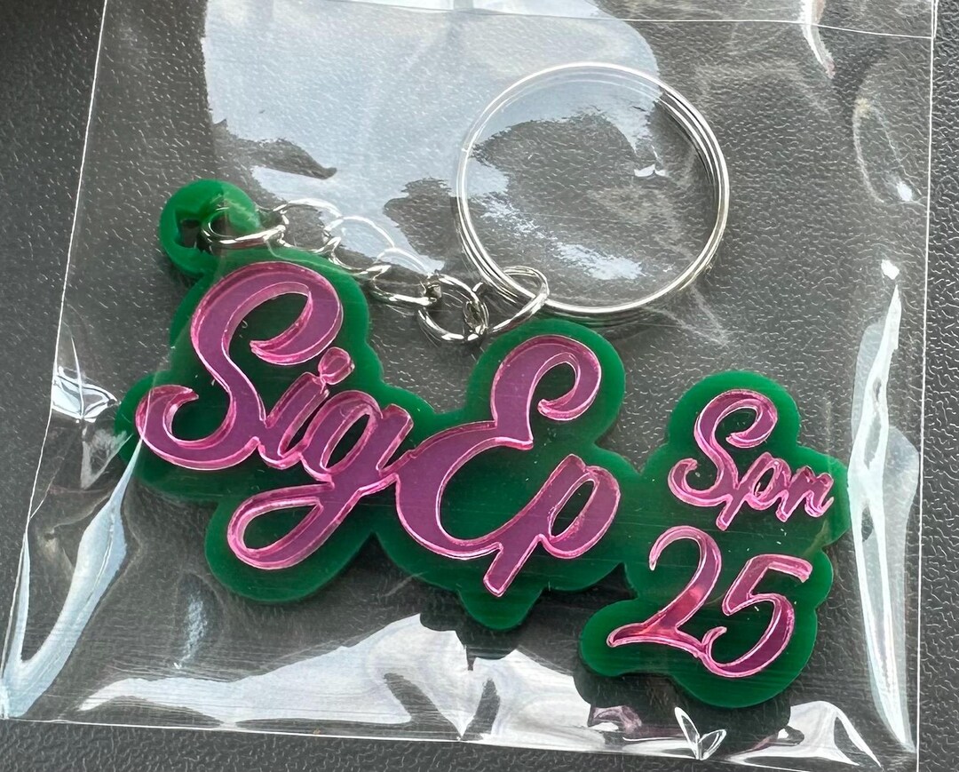 Personalized Sorority Keychain | Greek Letter Acrylic Bag Charm - Etsy
