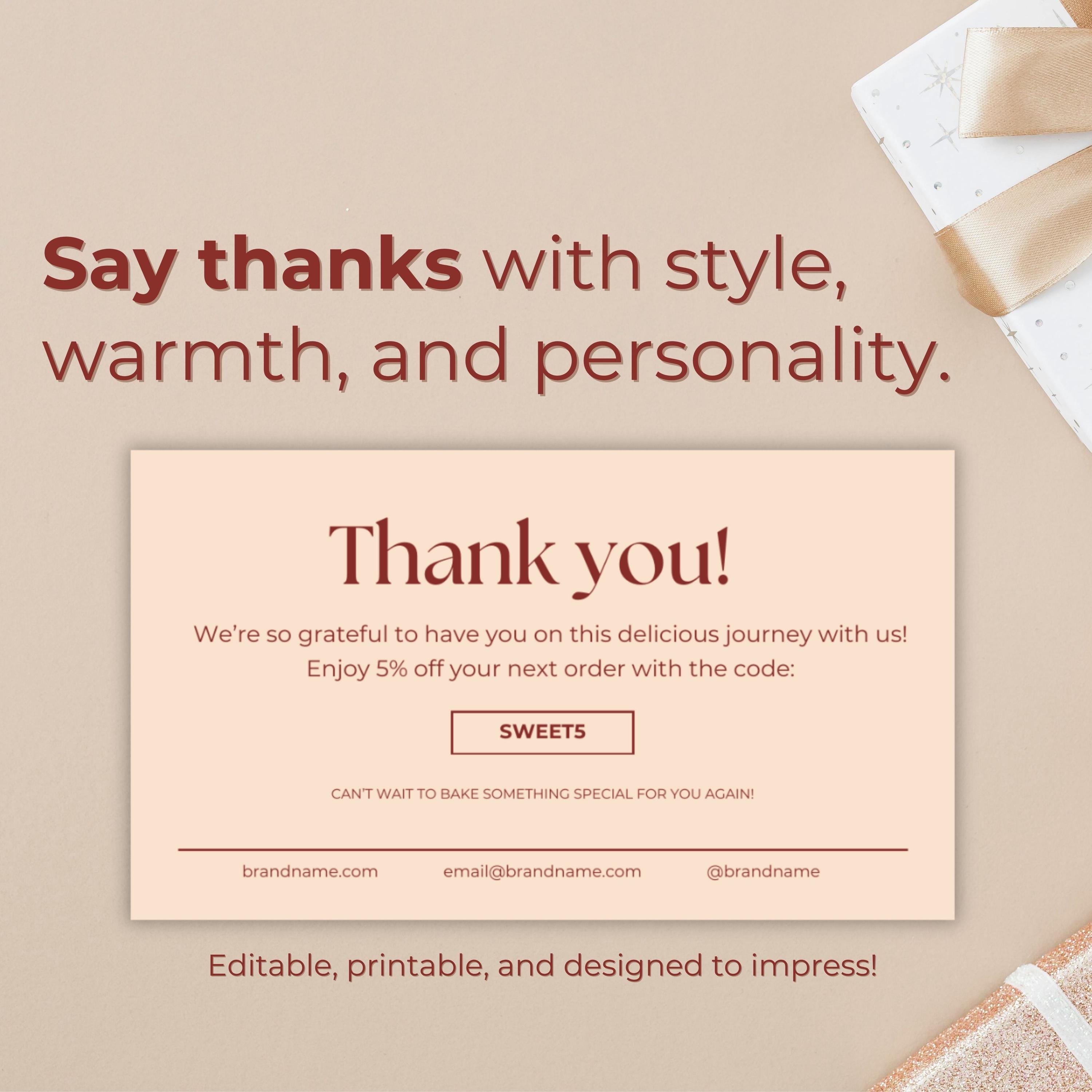 Bakery Thank You Card Canva Template, Editable Customer Appreciation ...