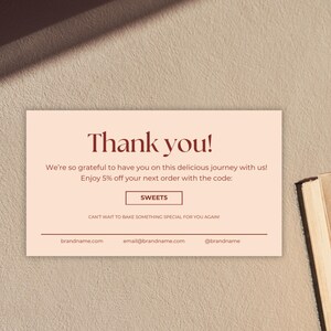 Bakery Thank You Card Canva Template, Editable Customer Appreciation ...