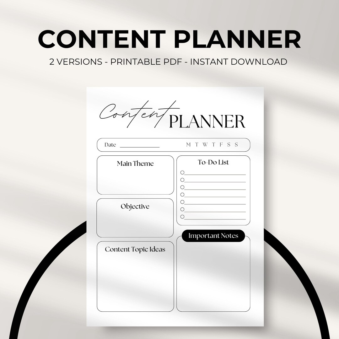 Content Planner Printable PDF for Social Media Creators & Managers ...