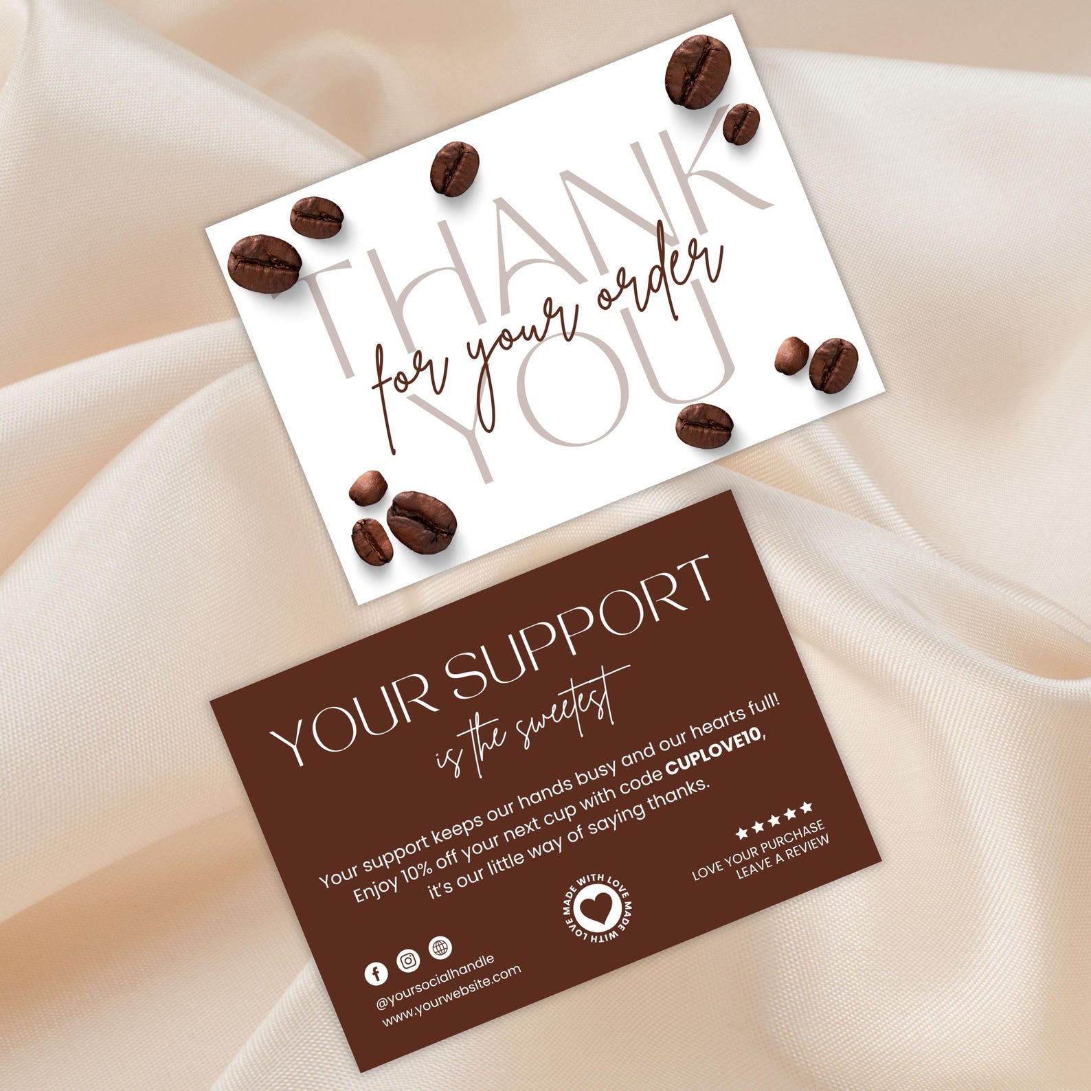 Coffee Shop Thank You Card Template, Canva Editable (digital Download ...