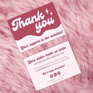 Bakery Thank You Card Template, Cute Cake Business Insert, Editable ...