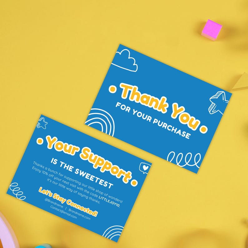 Kids Store Thank You Card – Blue Printable Insert for Toy Shops ...