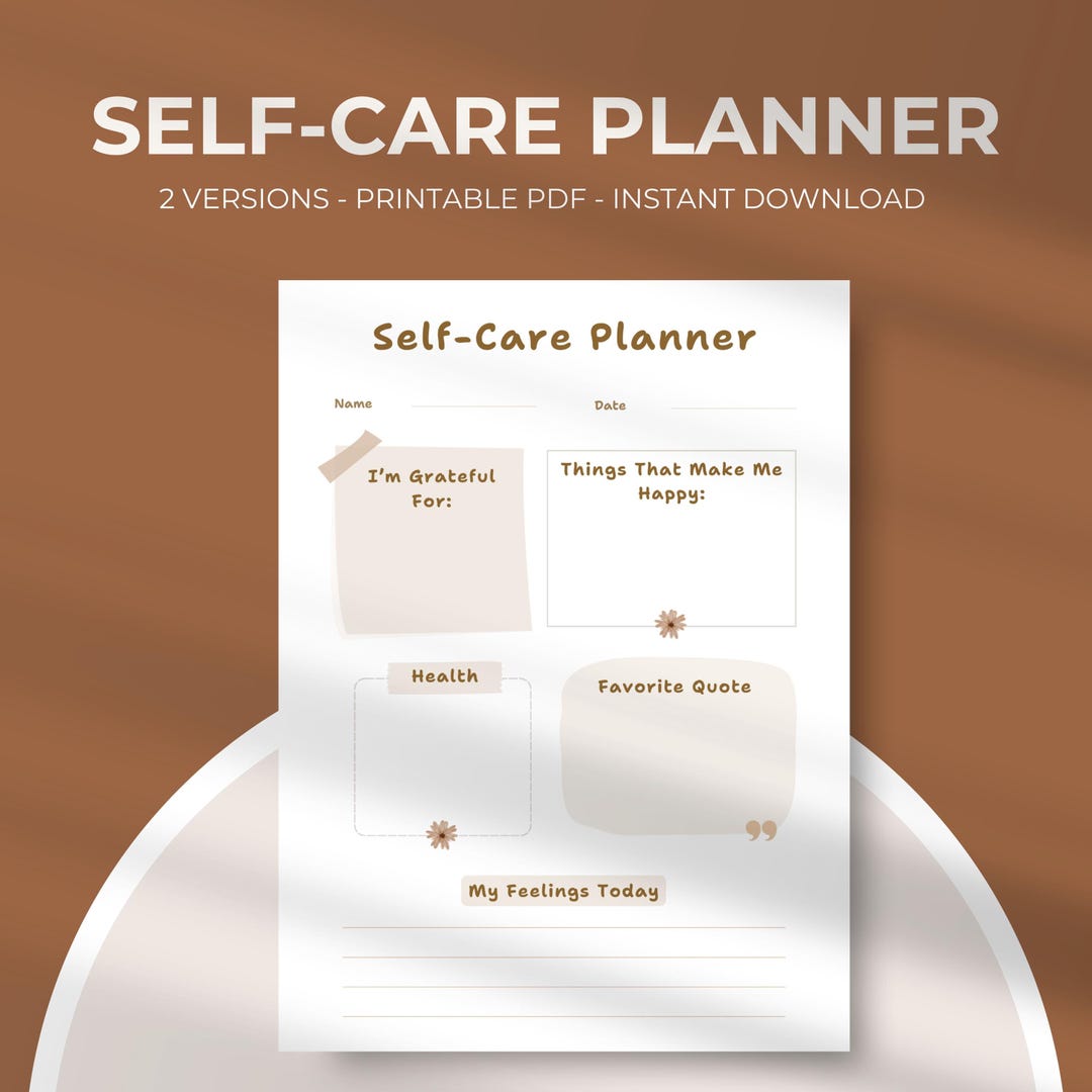 Self-care Planner Printable PDF, Daily Mental Health & Wellness Tracker ...