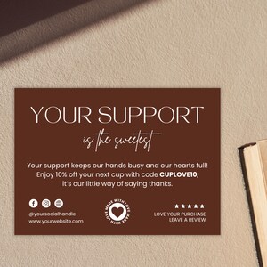 Coffee Shop Thank You Card Template, Canva Editable (digital Download ...