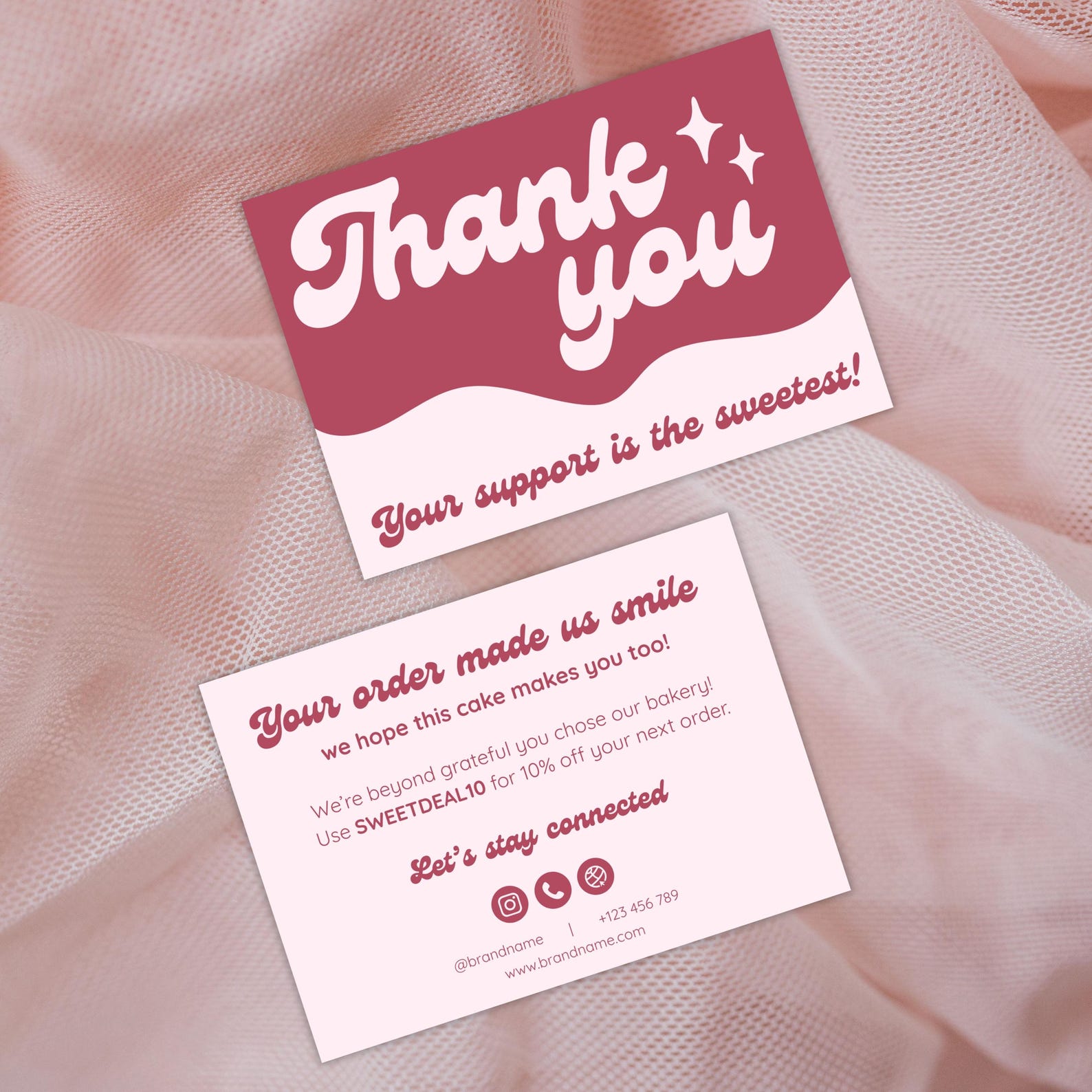 Bakery Thank You Card Template, Cute Cake Business Insert, Editable ...