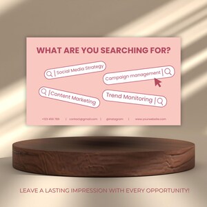Social Media Interactive Pink Business Card Template, Canva Editable ...