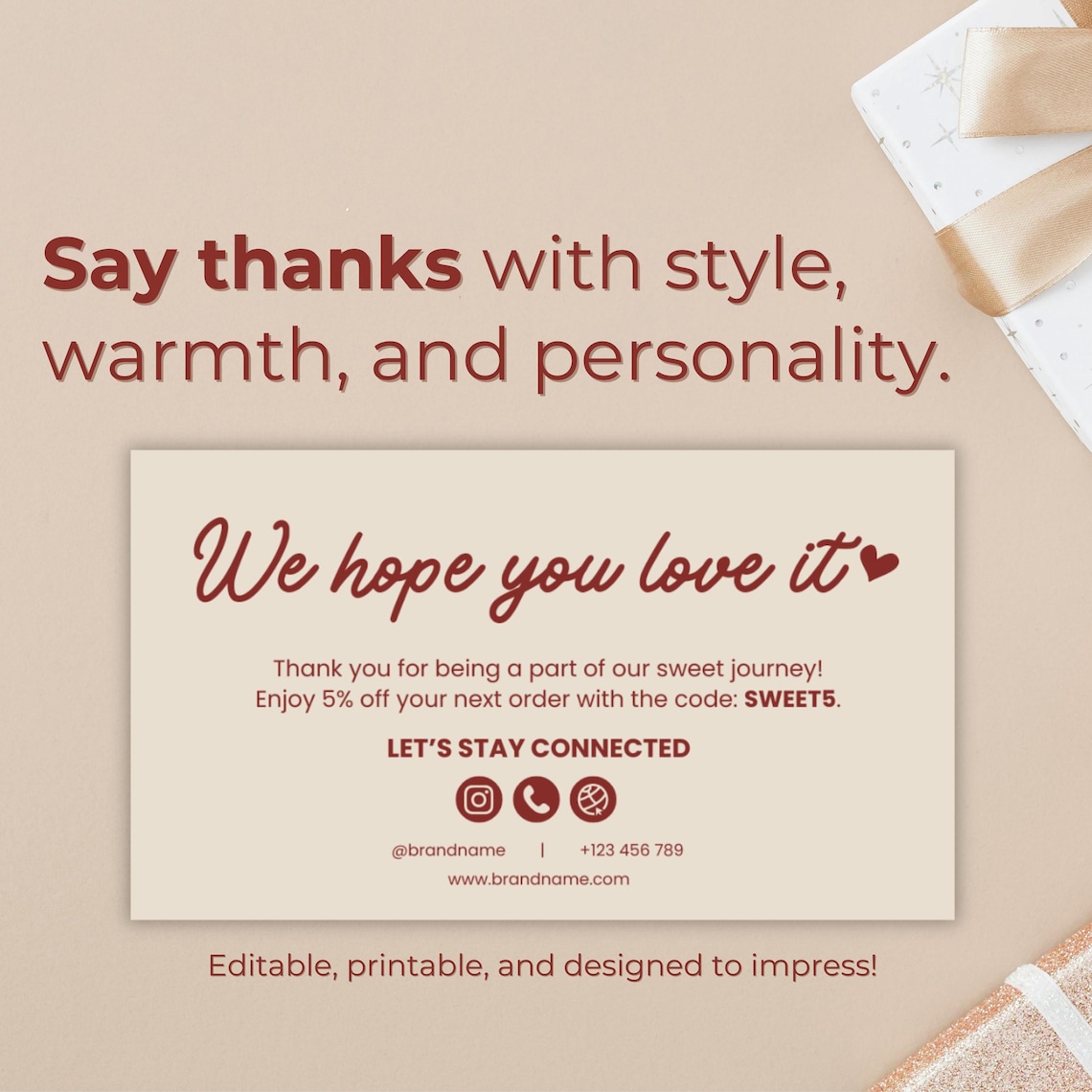 Sweet Bakery Thank You Card Template, Canva Editable Insert for ...