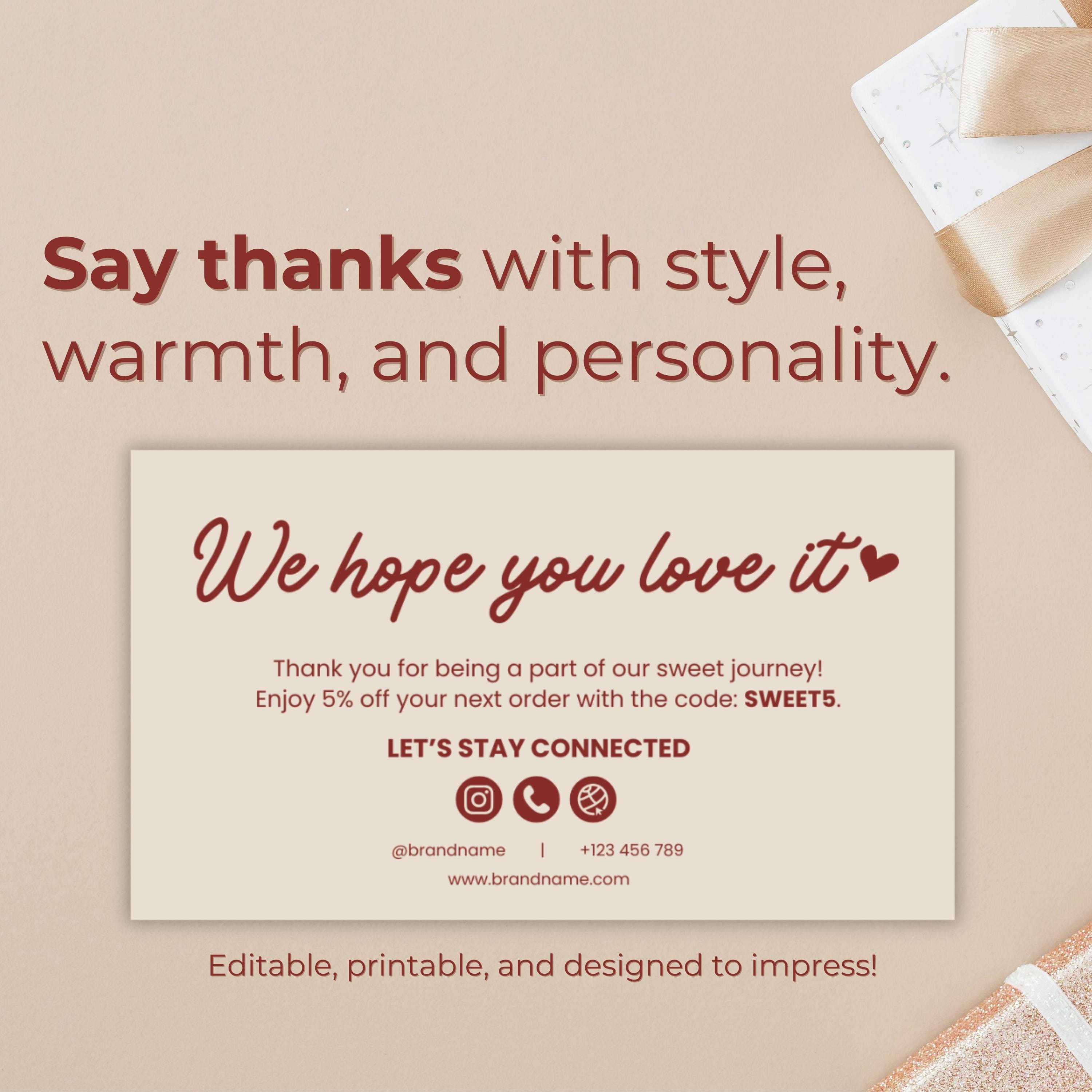 Sweet Bakery Thank You Card Template, Canva Editable Insert for ...