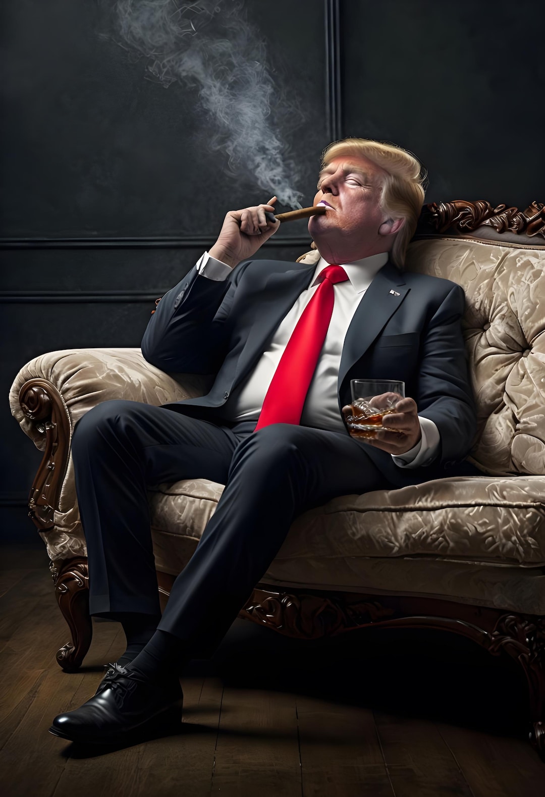 Donald J Trump With Cigar and Cocktail Originally Created and Designed ...