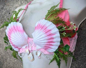 Mermaid Bra Shell Pearl Silver Flower Crown Dance Seashell Raw Wedding ...