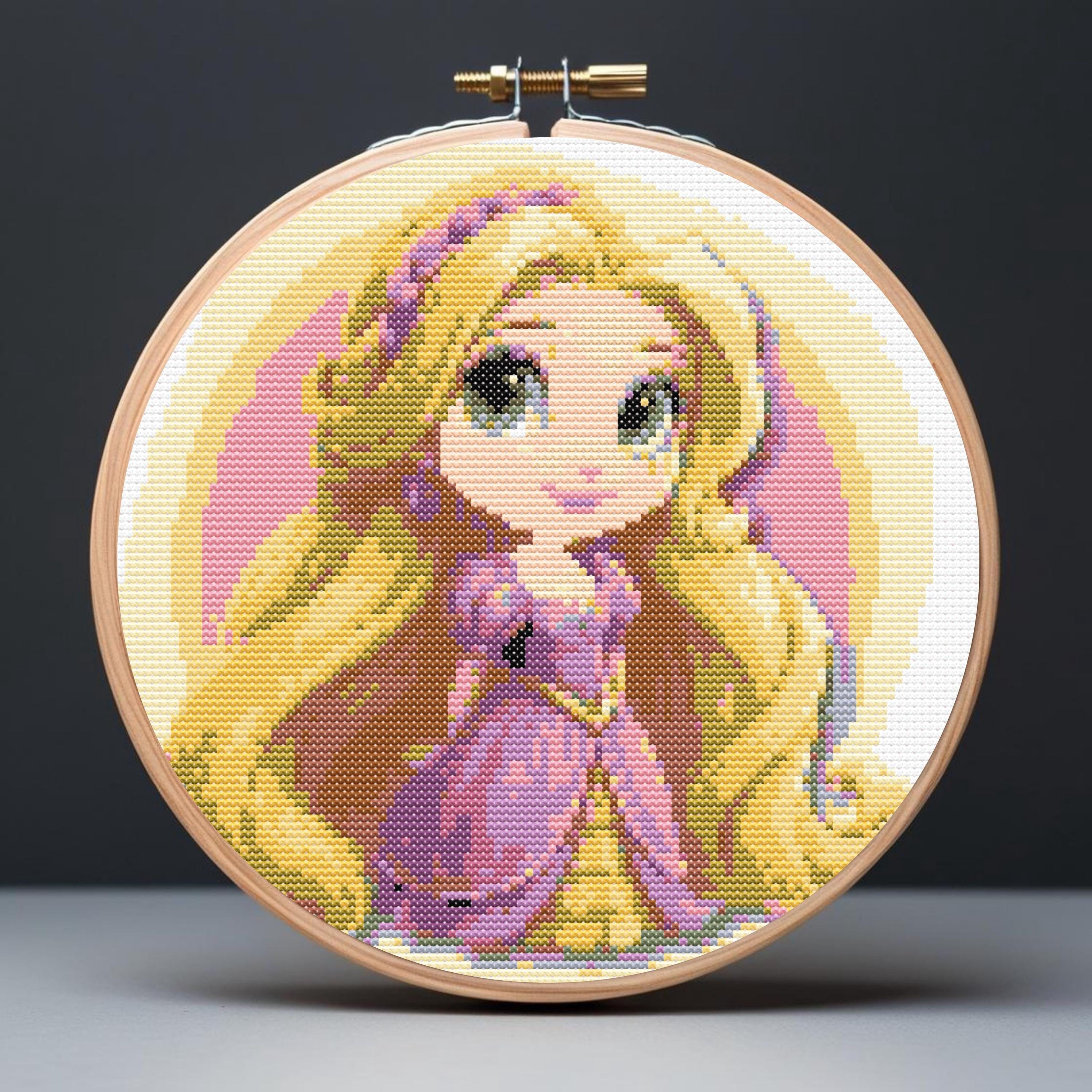 Circle Rapunzel Princess Cross Stitch Pattern – Instant Digital ...