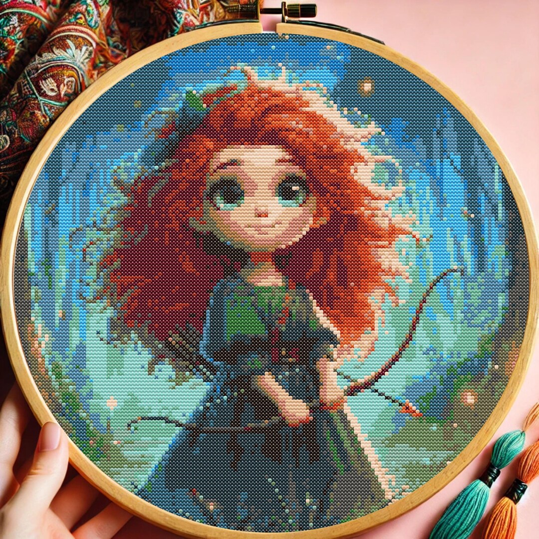 Brave Archer Merida Cross Stitch Pattern – Celtic Princess Embroidery ...