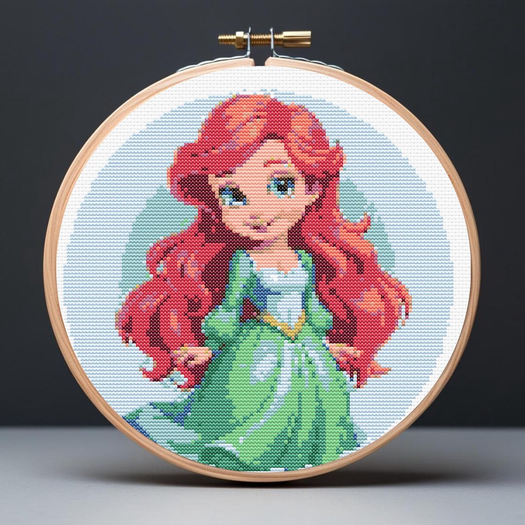 Circle Ariel Princess Cross Stitch Pattern – Instant Digital Download ...