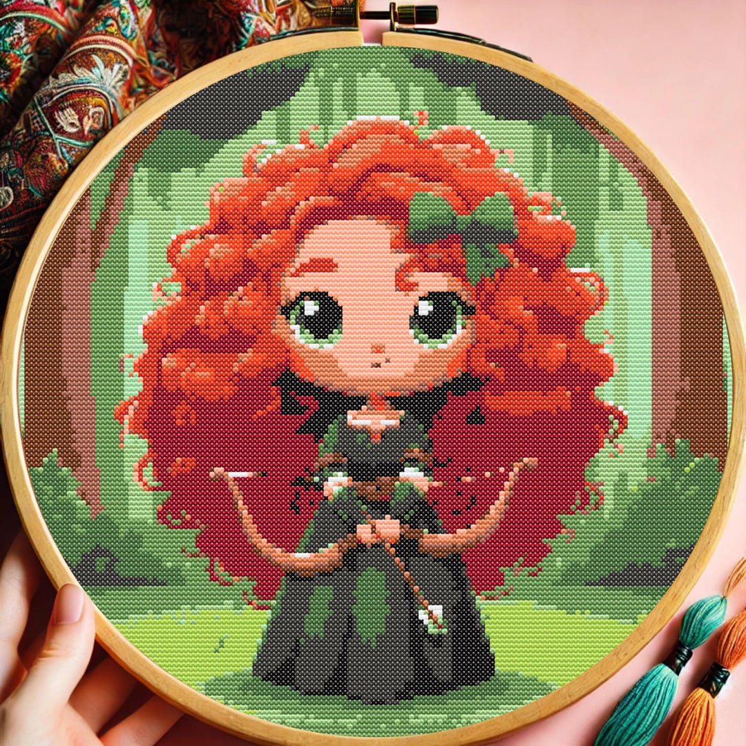 Brave Archer Merida Cross Stitch Pattern – Celtic Princess Embroidery ...