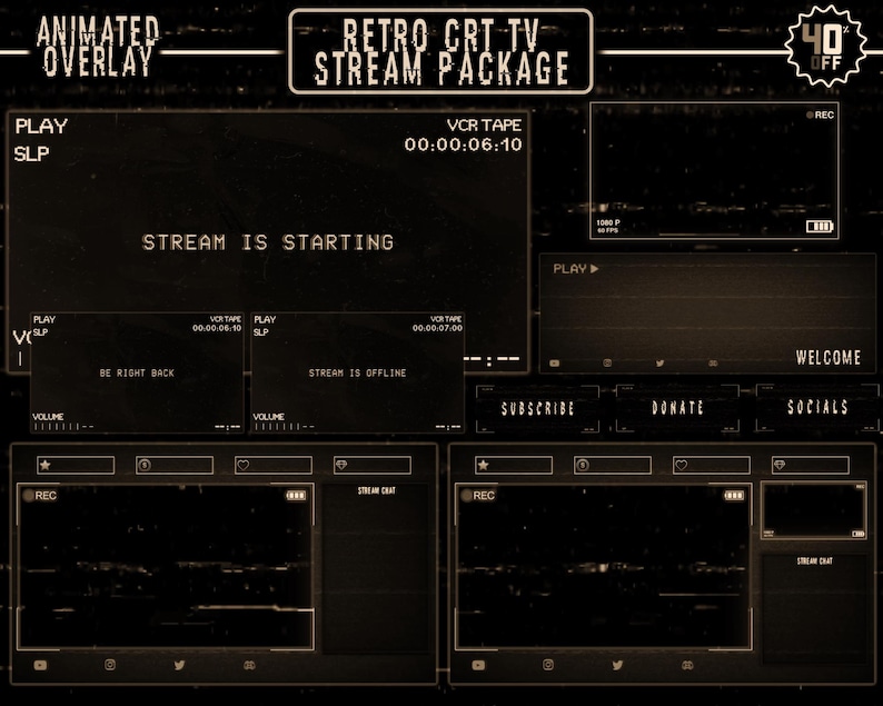 Scary Retro TV Stream Overlay - Dark Twitch Overlay - CRT - VCR ...