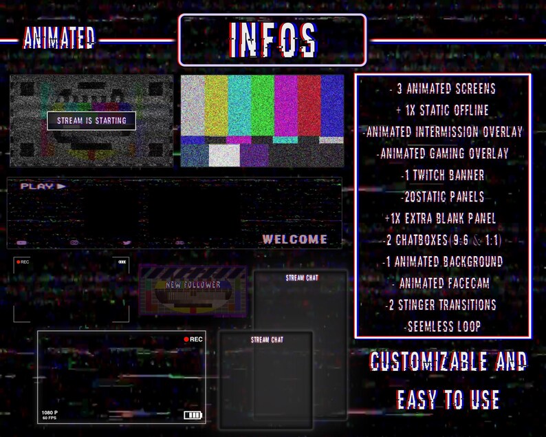 No Signal Twitch Overlay - RGB Glitch - Static TV - Retro TV Stream ...