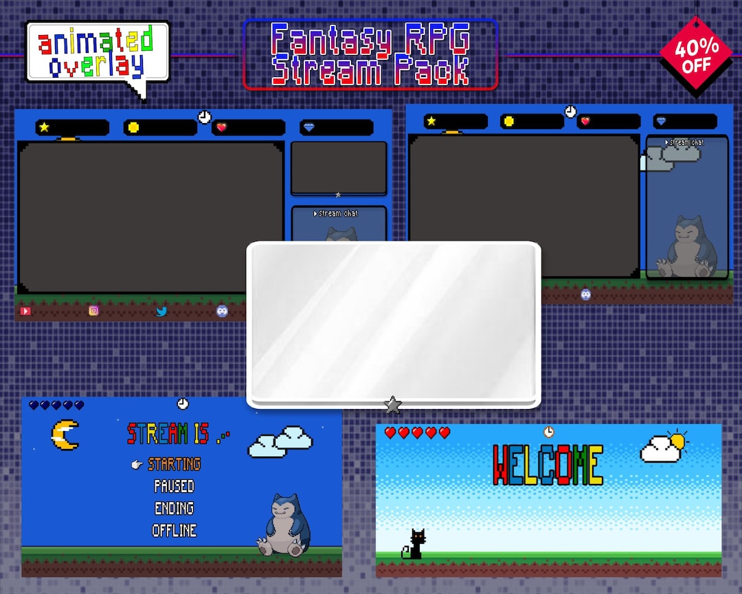 Fantasy Night Twitch Overlay - RPG Stream Pack - Old School - Gameboy ...