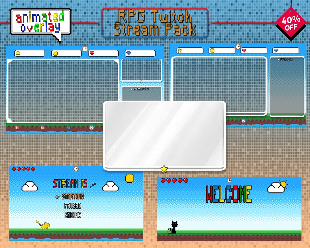 RPG Fantasy Twitch Overlay - Retro Stream Pack - Pixel Art Overlays ...