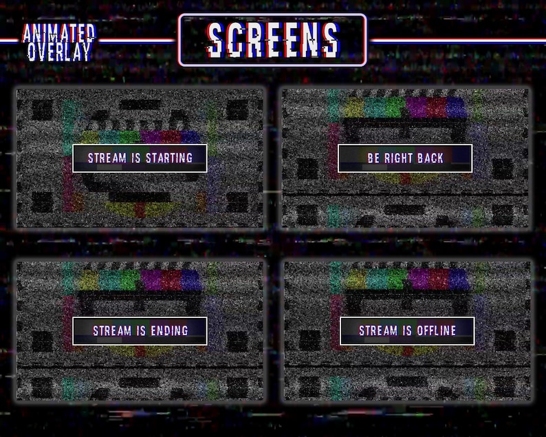 No Signal Twitch Overlay - RGB Glitch - Static TV - Retro TV Stream ...