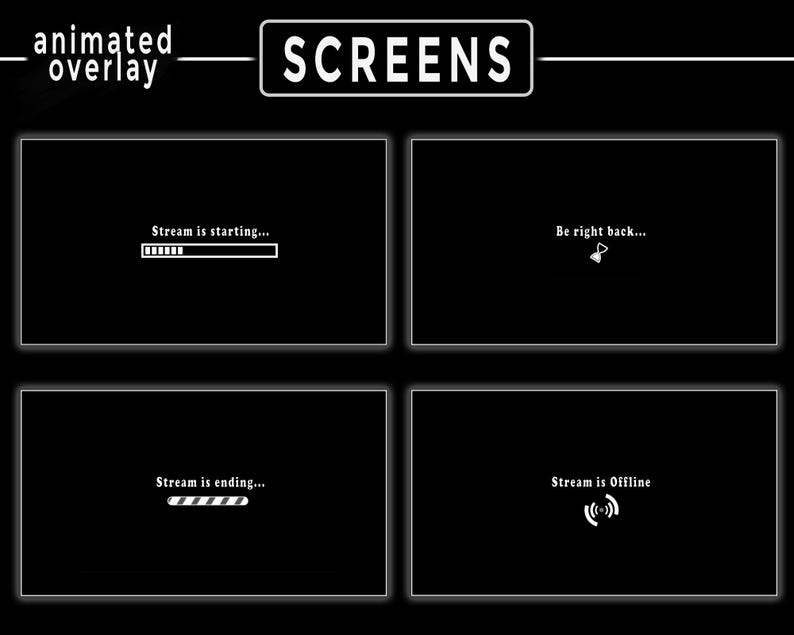 Animated Dark Minimalist Stream Overlay - Black and White - Aesthetic ...