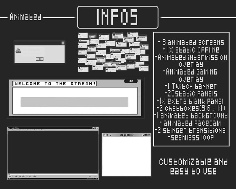 Dark Windows Stream Overlay - Retro Lofi Windows Xp Twitch - Animated ...