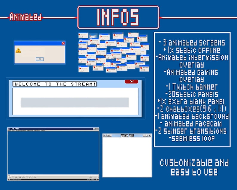 Animated Windows XP Twitch Overlay - Retro Computer - Desktop - Error ...