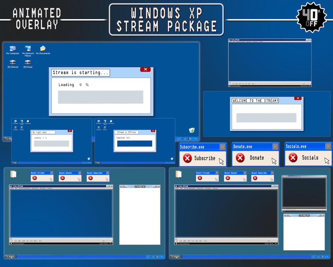 Animated Windows XP Twitch Overlay - Retro Computer - Desktop - Error ...
