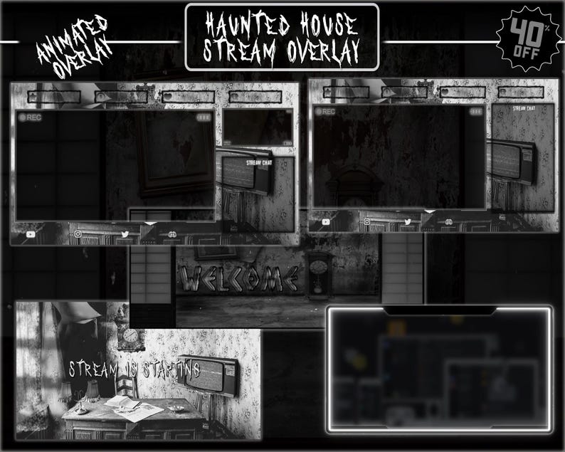 Animated Horror Stream Overlay - Haunted House - Spooky TV - Ghosts ...