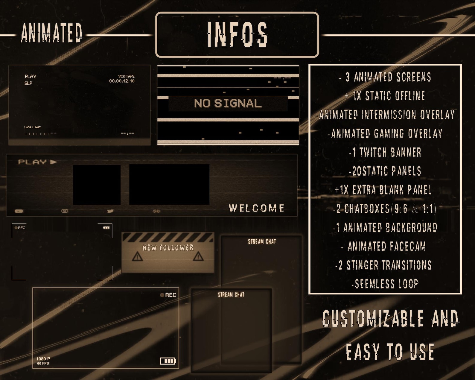 Scary Retro TV Stream Overlay - Dark Twitch Overlay - CRT - VCR ...