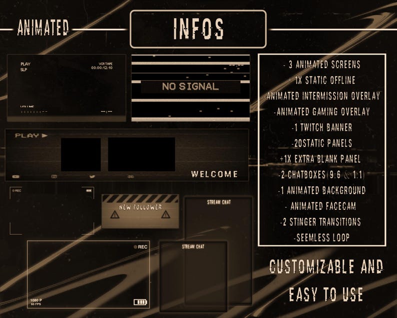 Scary Retro TV Stream Overlay - Dark Twitch Overlay - CRT - VCR ...