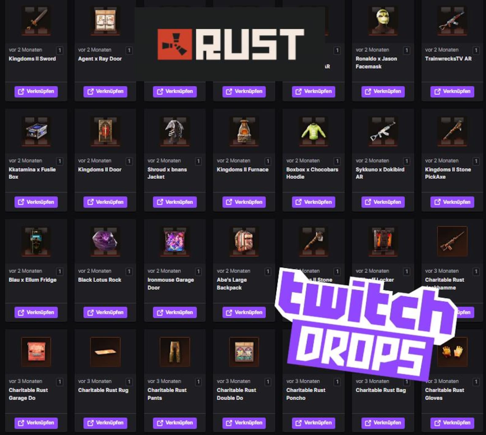 Rust Twitch Drops - Round 36 + 37 + 38 + 39 - ALL 40 Items/skins - Etsy Canada