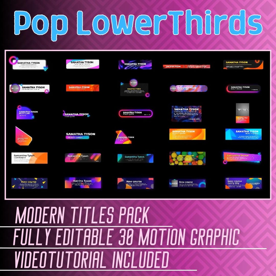 Pop Lower Thirds Modern Titles Pack for Premiere Pro 30 Fully Editable ...