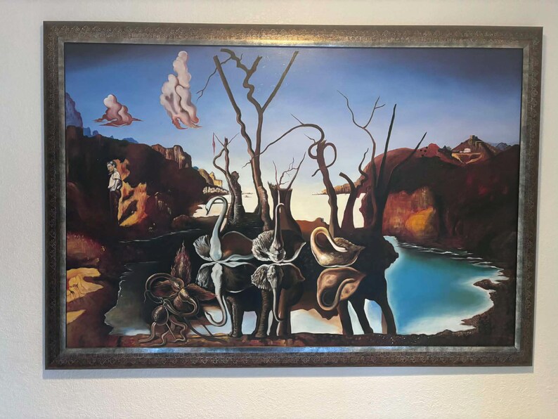 Cisnes reflejando elefantes es una pintura al óleo sobre lienzo de ...