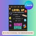 LEVEL UP! Arcade Party Invitation | Editable Canva Template | Instant ...