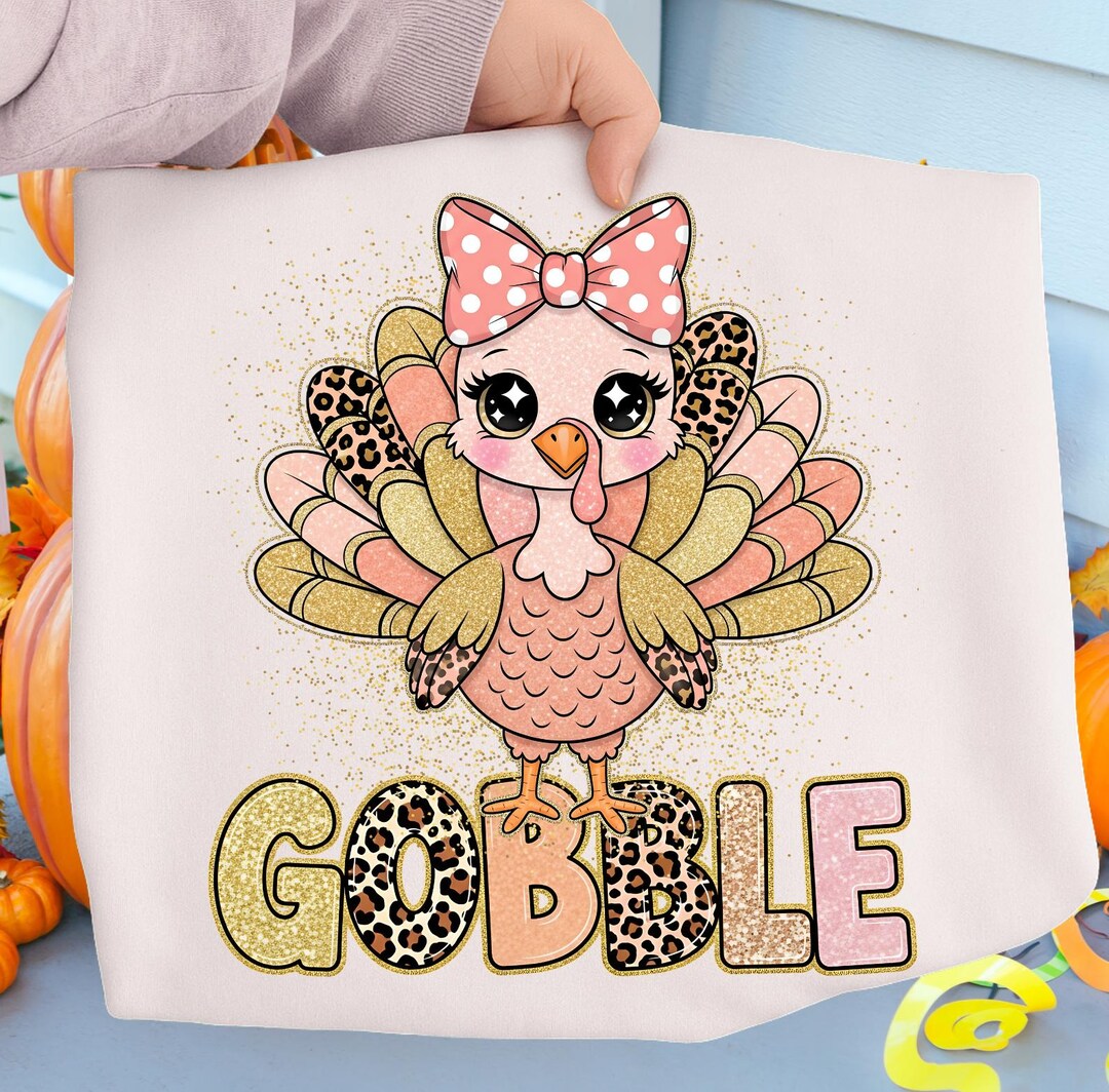 Faux Glitter Turkey PNG , Preppy Thanksgiving Gobble Coquette PNG ...