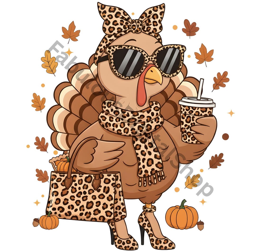 Boujee Turkey PNG, Leopard Print Thanksgiving Sublimation, Thanksgiving ...