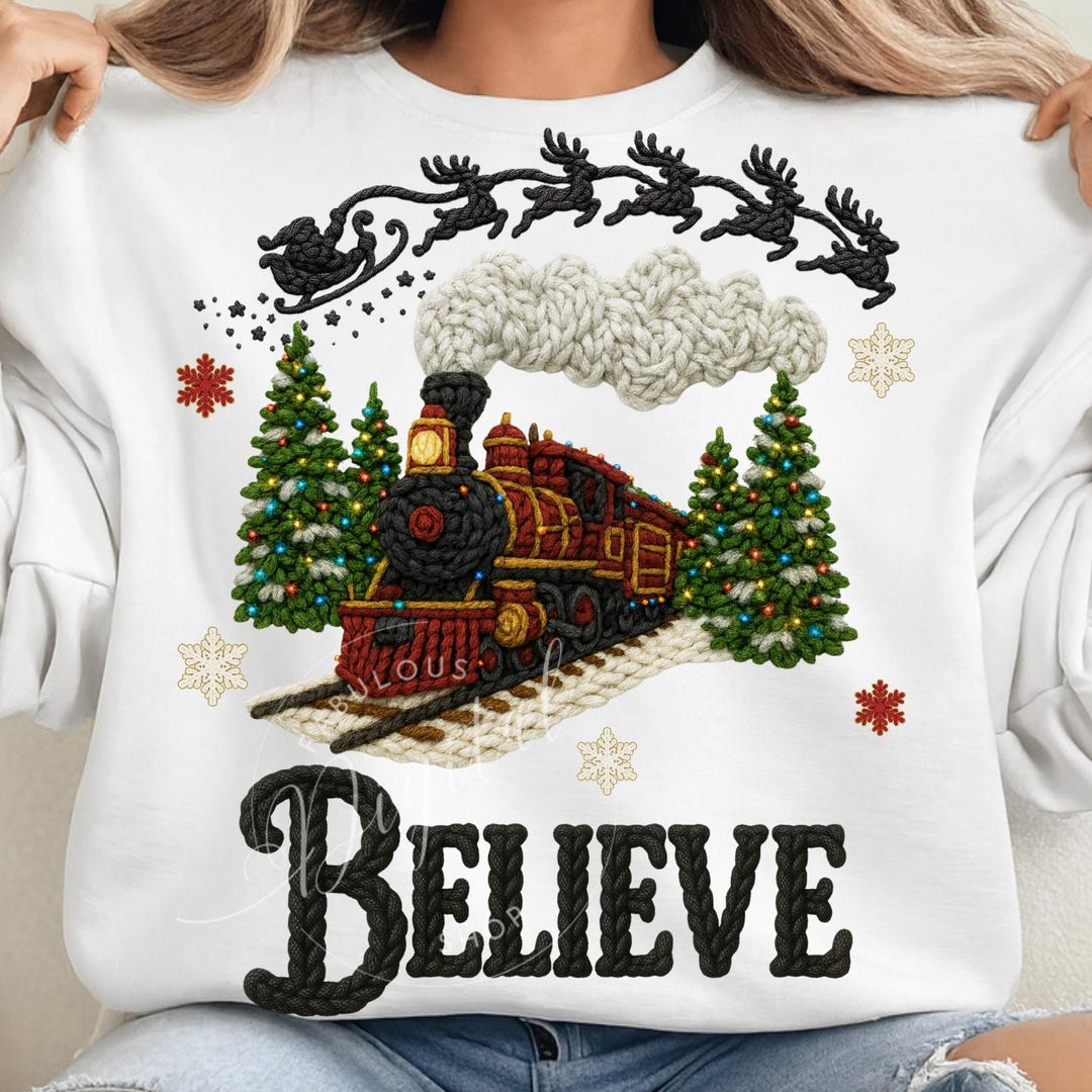 Believe Yarn Train Png, North Pole Christmas Train Yarn Design ...
