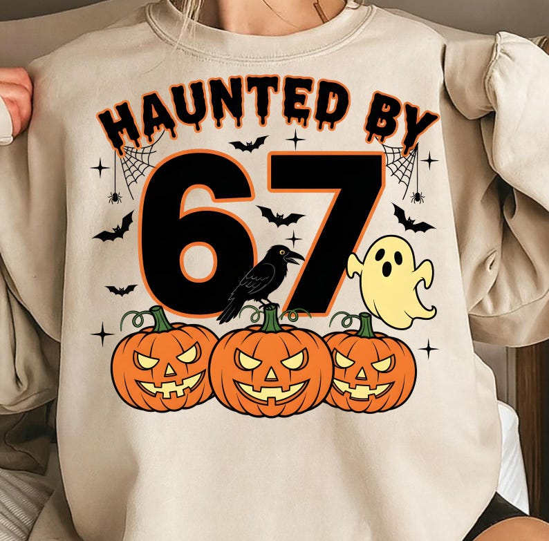 Haunted by 67 Halloween PNG | Spooky Ghost & Pumpkin Clipart | Scary ...