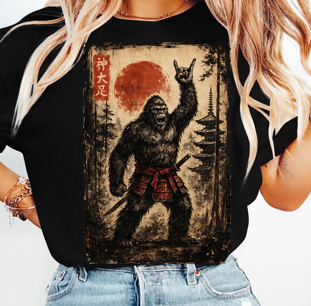Samurai Bigfoot Japanese Art PNG SVG | Vintage Ukiyo-e Graphic | Funny ...