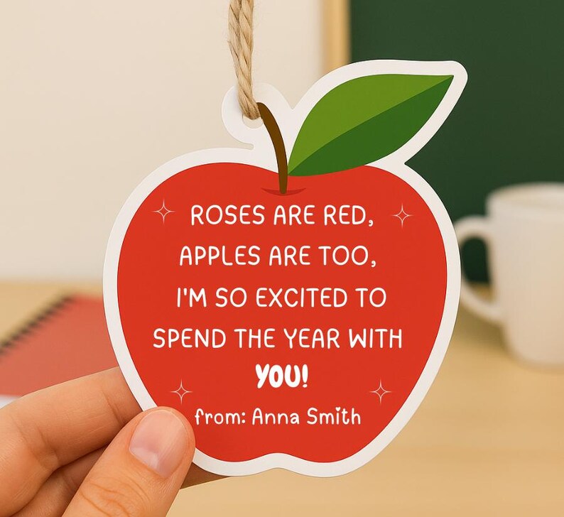 Editable Back to School Teacher Gift Tag | Editable Apple Tag | Roses ...