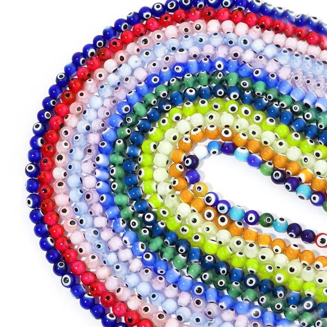Colored Glaze Glass Evil Eyes Beads Grade AAA Smooth Round Loose Beads ...