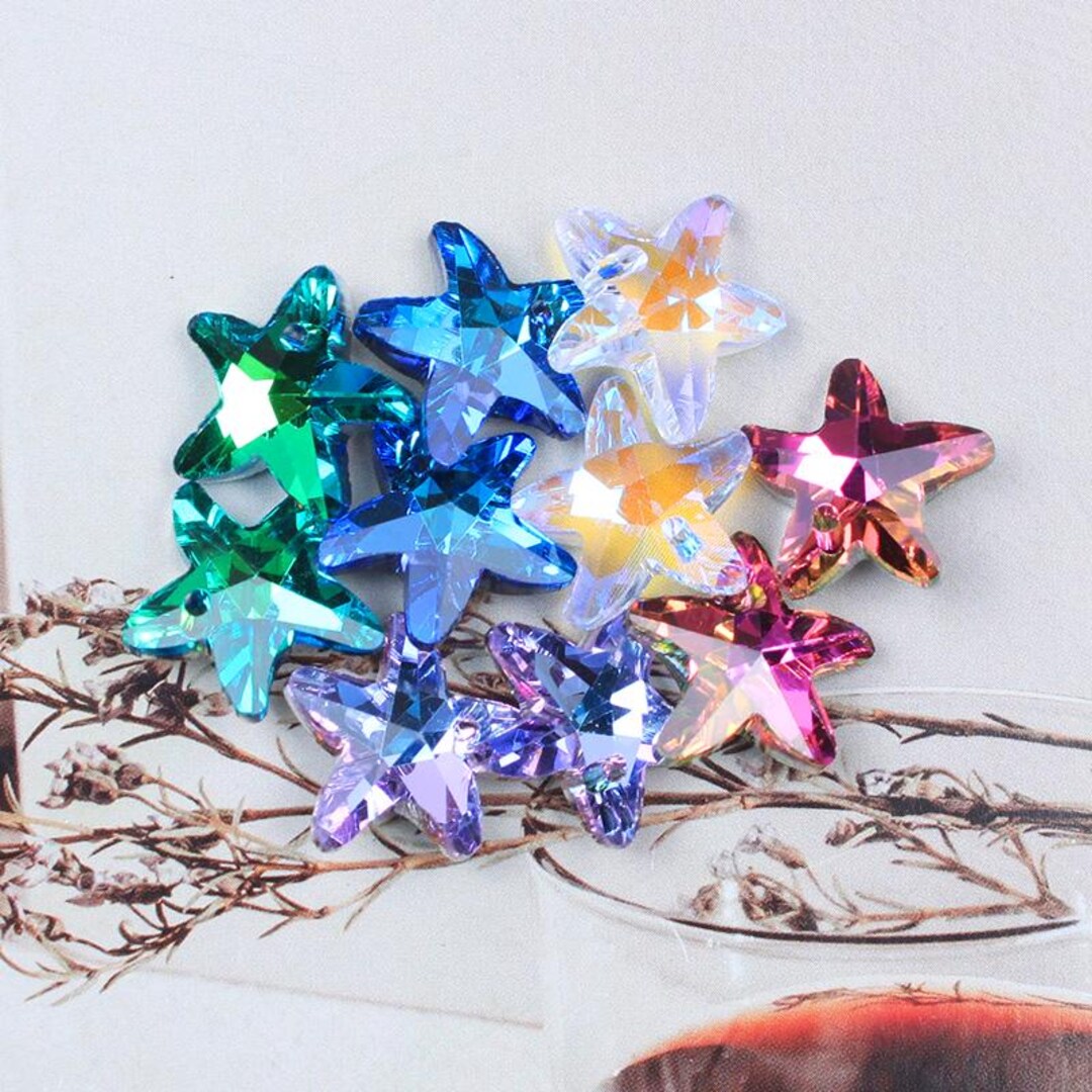 Shiny Crystal Glass Ab-coated Starfish Beads Rainbow Color Sea Star ...