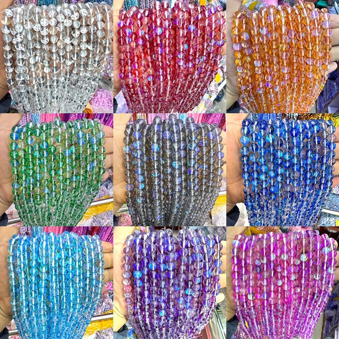 Multicolor Moonlight Austria Glass Crystal 6 8 10 12mm Round Rainbow ...