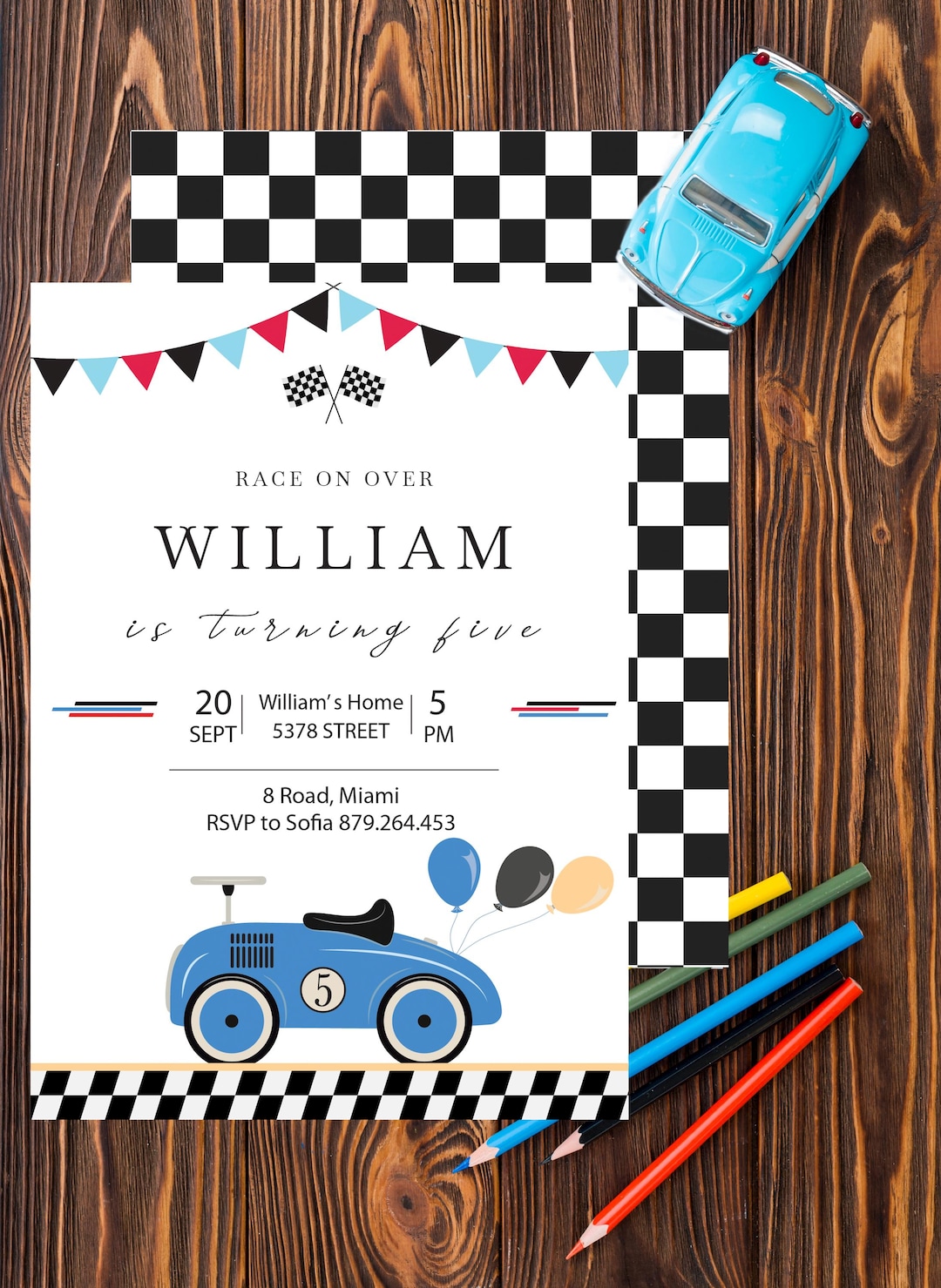 Race Car Invitation – Editable Printable Template - Etsy